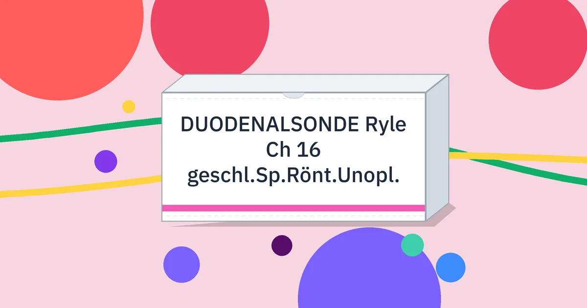 Symbolbild: Packung mit der Aufschrift DUODENALSONDE Ryle Ch 16 geschl.Sp.Rönt.Unopl. (PZN 00636784) – Verfügbarkeit und Bezug in Apotheken in Frankfurt am Main