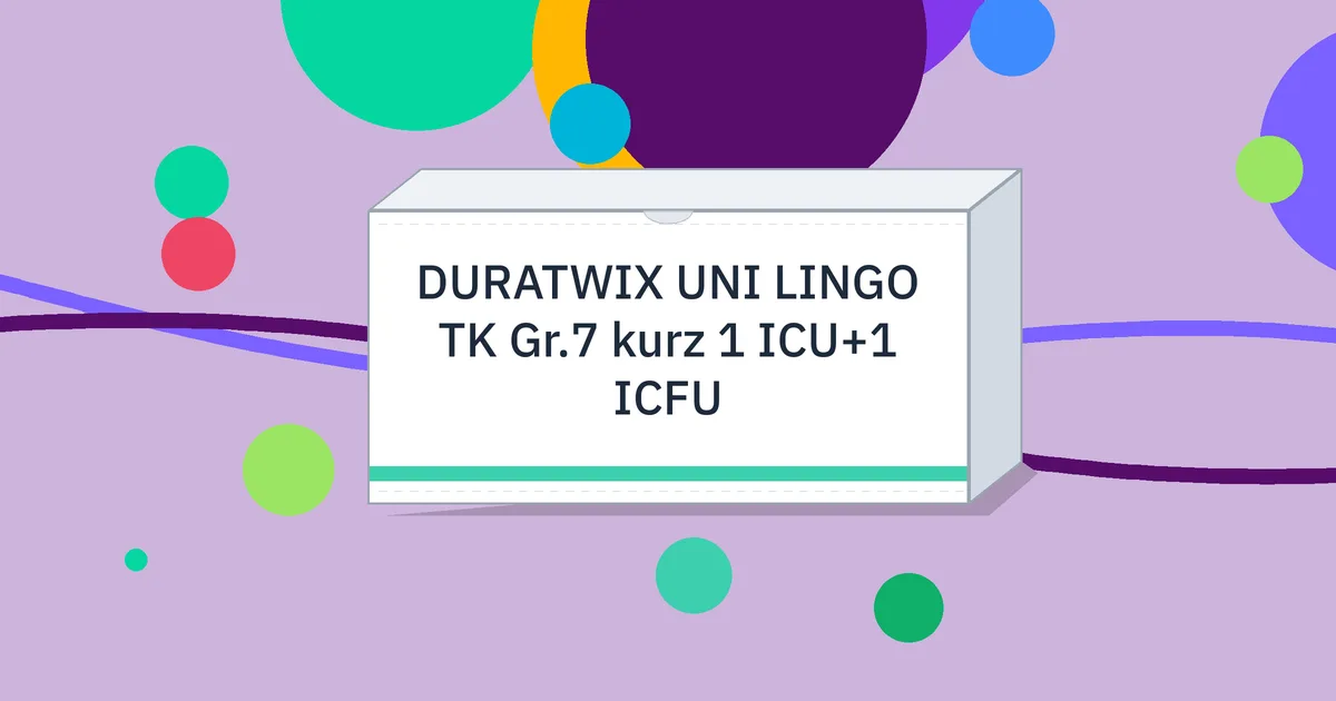 Symbolbild: Packung mit der Aufschrift DURATWIX UNI LINGO TK Gr.7 kurz 1 ICU+1 ICFU (PZN 19788232) – Verfügbarkeit und Bezug in Apotheken in Frankfurt am Main
