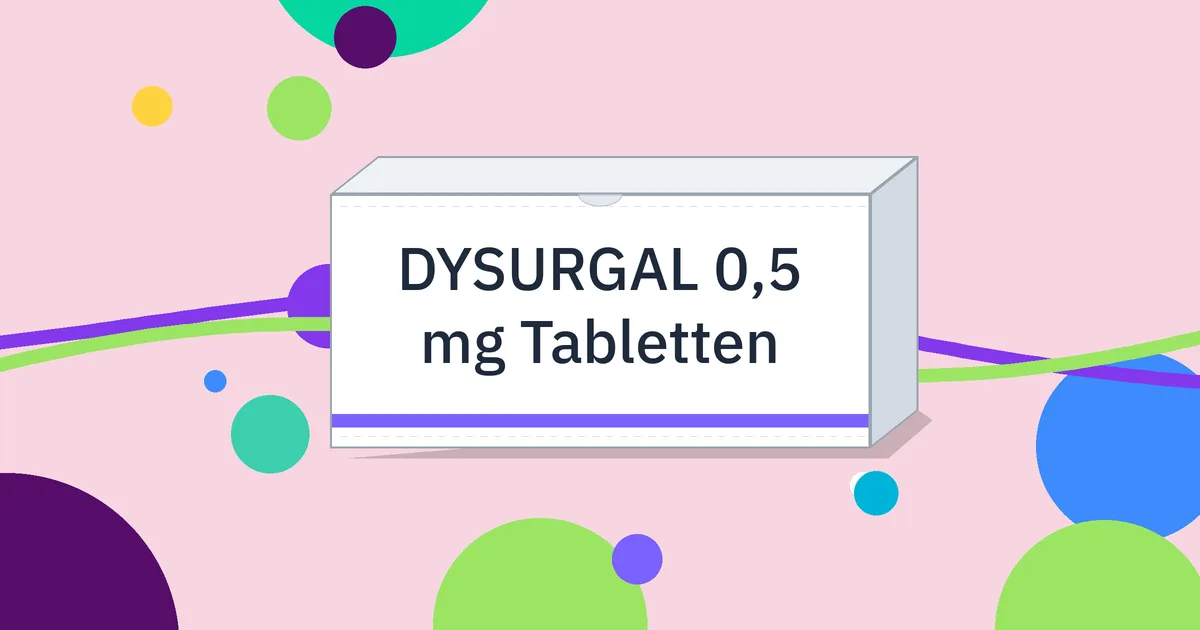 Symbolbild: Packung mit der Aufschrift DYSURGAL 0,5 mg Tabletten (PZN 03203399) – Verfügbarkeit und Bezug in Apotheken in Frankfurt am Main