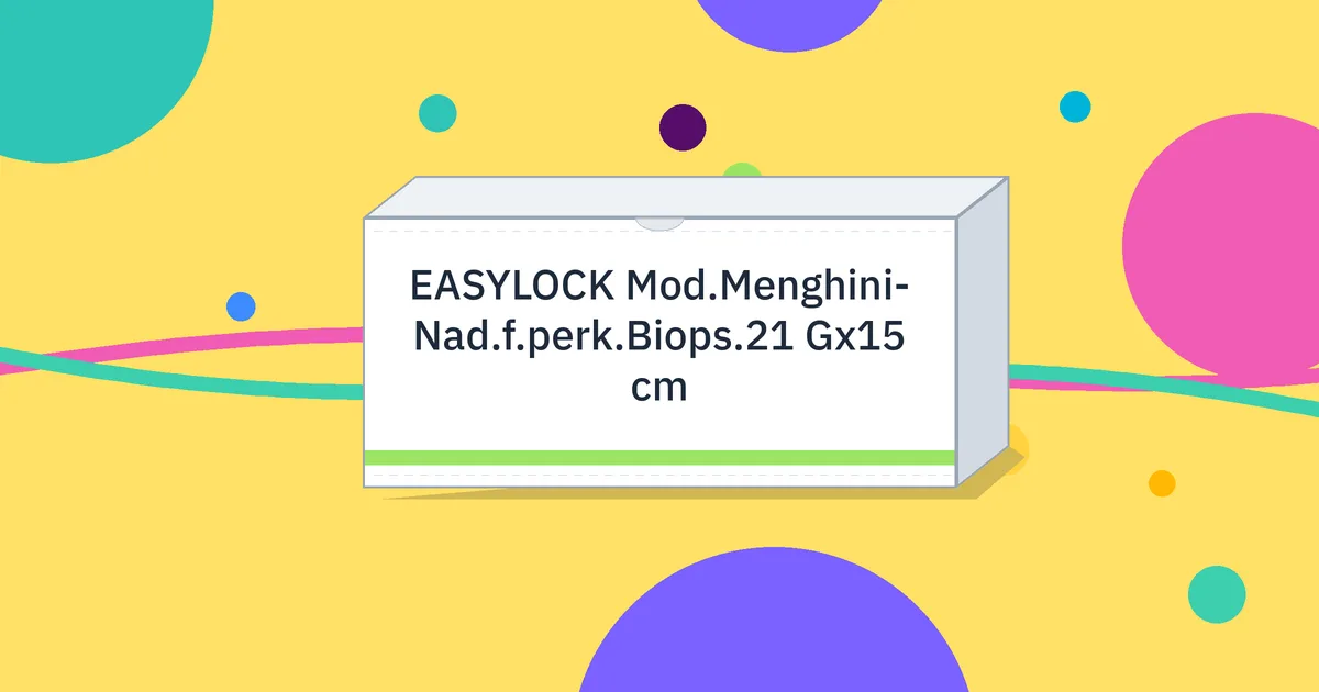 Symbolbild: Packung mit der Aufschrift EASYLOCK Mod.Menghini-Nad.f.perk.Biops.21 Gx15 cm (PZN 16362426) – Verfügbarkeit und Bezug in Apotheken in Frankfurt am Main