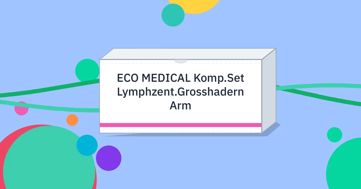 Symbolbild: Packung mit der Aufschrift ECO MEDICAL Komp.Set Lymphzent.Grosshadern Arm (PZN 19763580) – Verfügbarkeit und Bezug in Apotheken in Frankfurt am Main