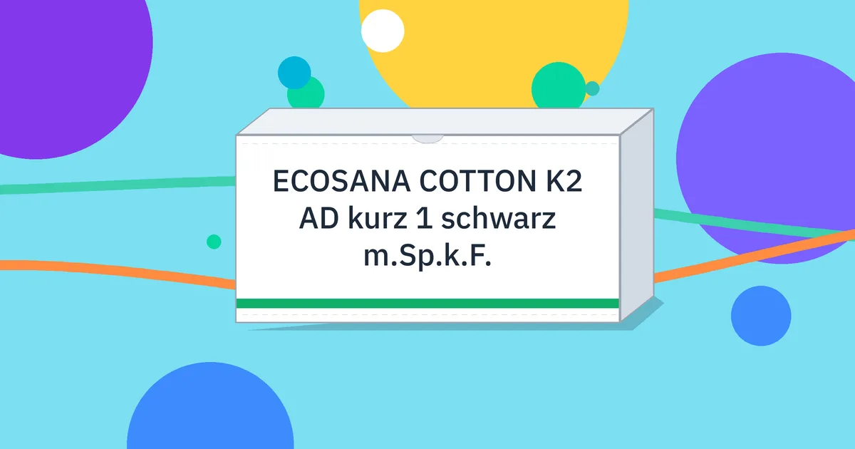 Symbolbild: Packung mit der Aufschrift ECOSANA COTTON K2 AD kurz 1 schwarz m.Sp.k.F. (PZN 16947109) – Verfügbarkeit und Bezug in Apotheken in Frankfurt am Main