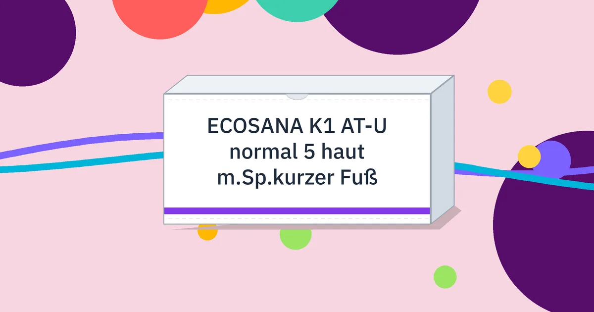Symbolbild: Packung mit der Aufschrift ECOSANA K1 AT-U normal 5 haut m.Sp.kurzer Fuß (PZN 04734621) – Verfügbarkeit und Bezug in Apotheken in Frankfurt am Main