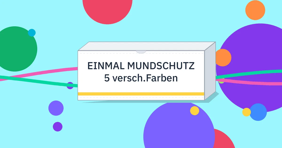 Symbolbild: Packung mit der Aufschrift EINMAL MUNDSCHUTZ 5 versch.Farben (PZN 14400097) – Verfügbarkeit und Bezug in Apotheken in Frankfurt am Main