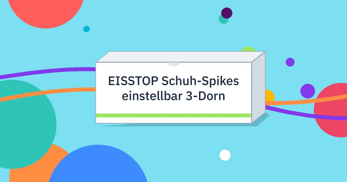 Symbolbild: Packung mit der Aufschrift EISSTOP Schuh-Spikes einstellbar 3-Dorn (PZN 09609180) – Verfügbarkeit und Bezug in Apotheken in Frankfurt am Main