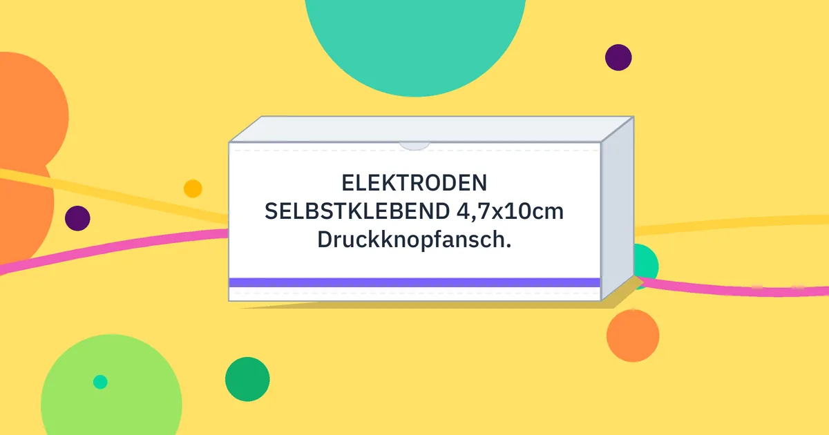 Symbolbild: Packung mit der Aufschrift ELEKTRODEN SELBSTKLEBEND 4,7x10cm Druckknopfansch. (PZN 01651366) – Verfügbarkeit und Bezug in Apotheken in Frankfurt am Main