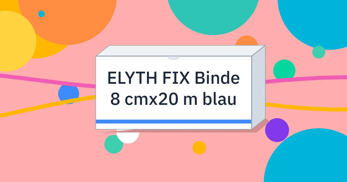 Symbolbild: Packung mit der Aufschrift ELYTH FIX Binde 8 cmx20 m blau (PZN 10537557) – Verfügbarkeit und Bezug in Apotheken in Frankfurt am Main