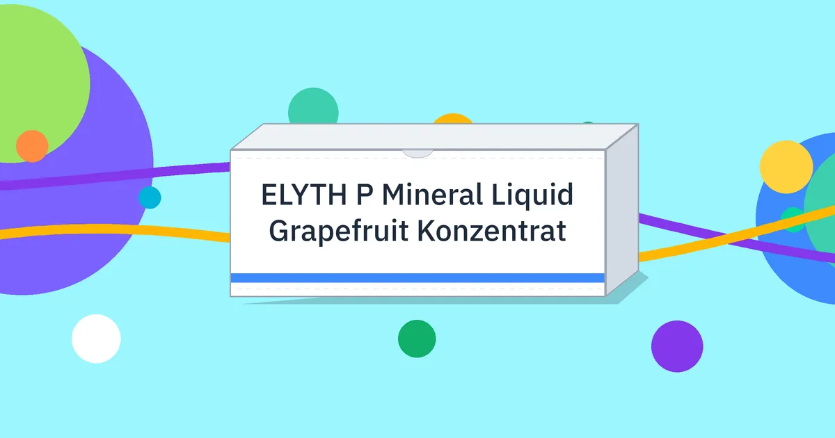 Symbolbild: Packung mit der Aufschrift ELYTH P Mineral Liquid Grapefruit Konzentrat (PZN 03289099) – Verfügbarkeit und Bezug in Apotheken in Frankfurt am Main