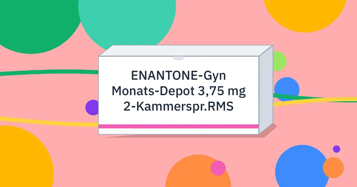 Symbolbild: Packung mit der Aufschrift ENANTONE-Gyn Monats-Depot 3,75 mg 2-Kammerspr.RMS (PZN 10172943) – Verfügbarkeit und Bezug in Apotheken in Frankfurt am Main