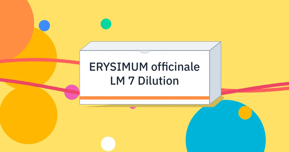 Symbolbild: Packung mit der Aufschrift ERYSIMUM officinale LM 7 Dilution (PZN 13479429) – Verfügbarkeit und Bezug in Apotheken in Frankfurt am Main