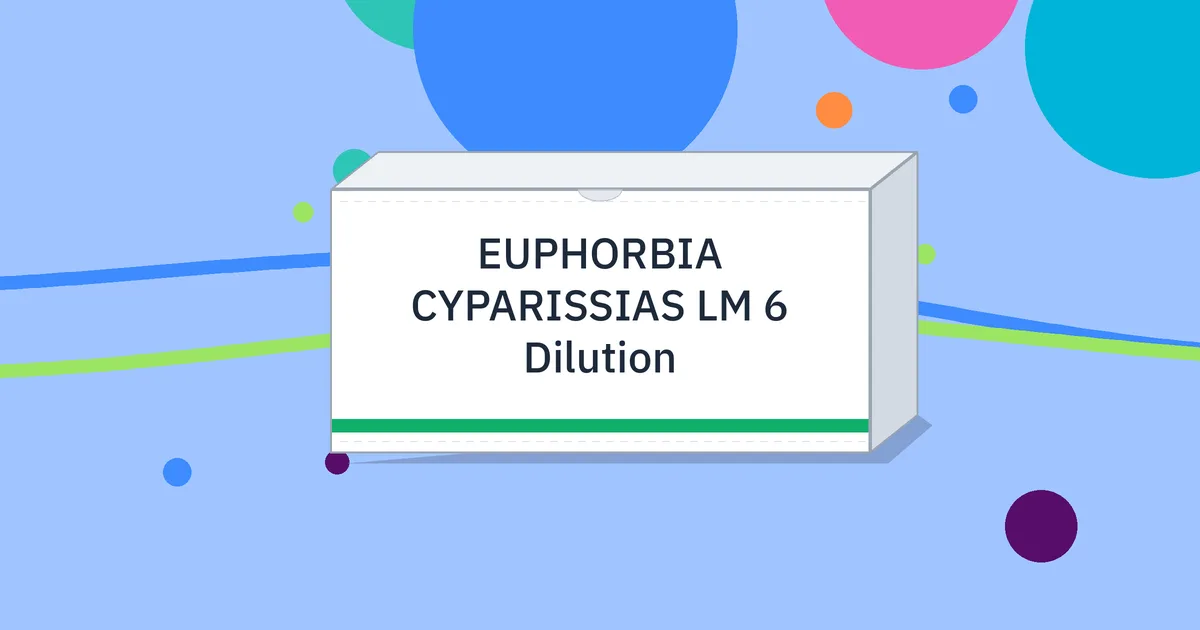 Symbolbild: Packung mit der Aufschrift EUPHORBIA CYPARISSIAS LM 6 Dilution (PZN 13481768) – Verfügbarkeit und Bezug in Apotheken in Frankfurt am Main