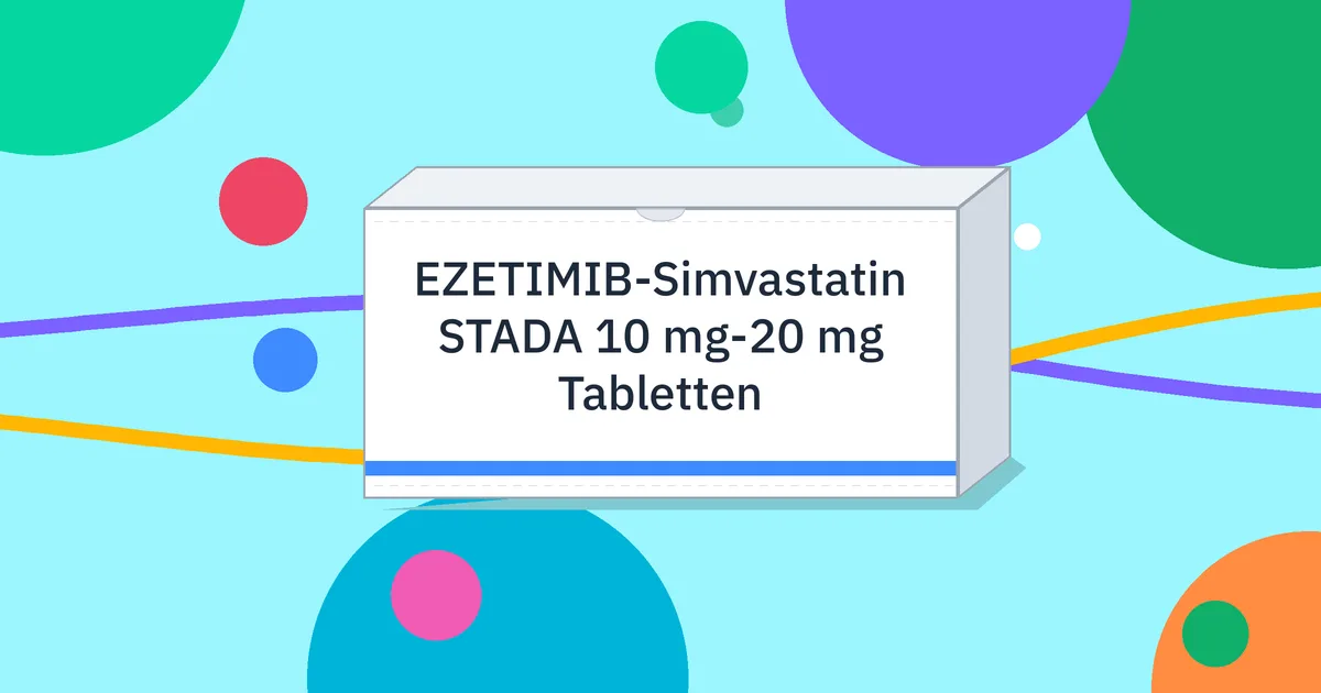 Symbolbild: Packung mit der Aufschrift EZETIMIB-Simvastatin STADA 10 mg-20 mg Tabletten (PZN 11853125) – Verfügbarkeit und Bezug in Apotheken in Frankfurt am Main