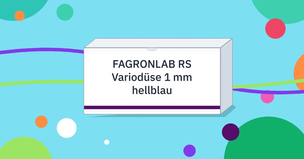 Symbolbild: Packung mit der Aufschrift FAGRONLAB RS Variodüse 1 mm hellblau (PZN 20362314) – Verfügbarkeit und Bezug in Apotheken in Frankfurt am Main