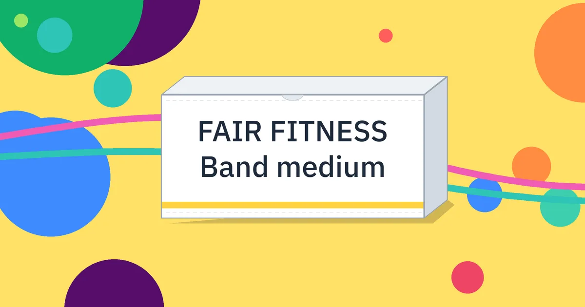 Symbolbild: Packung mit der Aufschrift FAIR FITNESS Band medium (PZN 18788282) – Verfügbarkeit und Bezug in Apotheken in Frankfurt am Main