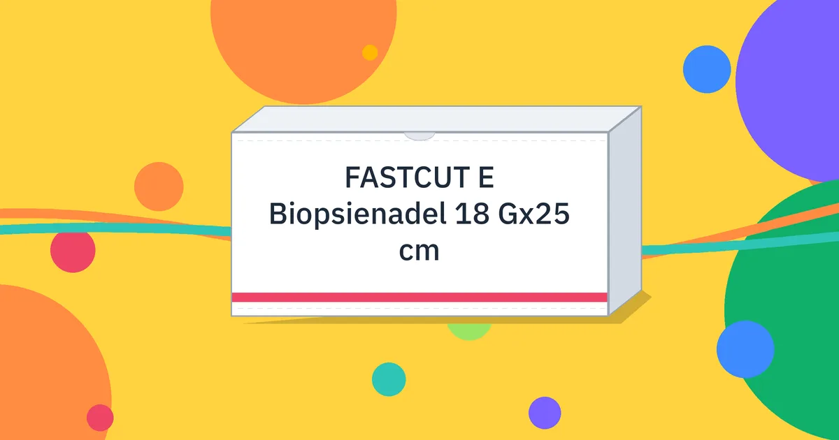 Symbolbild: Packung mit der Aufschrift FASTCUT E Biopsienadel 18 Gx25 cm (PZN 16922575) – Verfügbarkeit und Bezug in Apotheken in Frankfurt am Main
