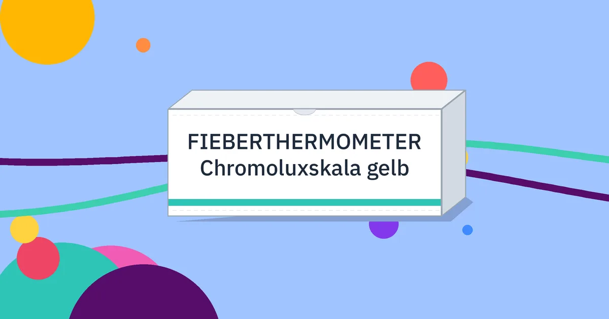 Symbolbild: Packung mit der Aufschrift FIEBERTHERMOMETER Chromoluxskala gelb (PZN 03040804) – Verfügbarkeit und Bezug in Apotheken in Frankfurt am Main