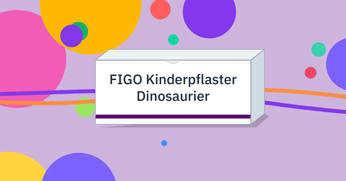 Symbolbild: Packung mit der Aufschrift FIGO Kinderpflaster Dinosaurier (PZN 19434936) – Verfügbarkeit und Bezug in Apotheken in Frankfurt am Main