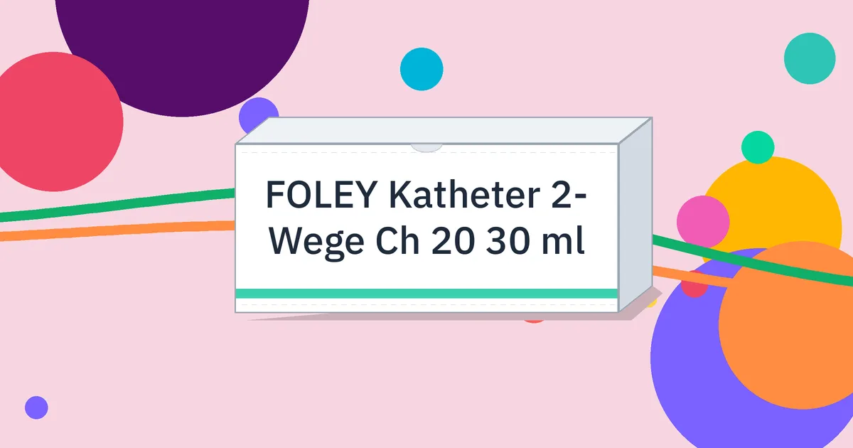 Symbolbild: Packung mit der Aufschrift FOLEY Katheter 2-Wege Ch 20 30 ml (PZN 20271899) – Verfügbarkeit und Bezug in Apotheken in Frankfurt am Main