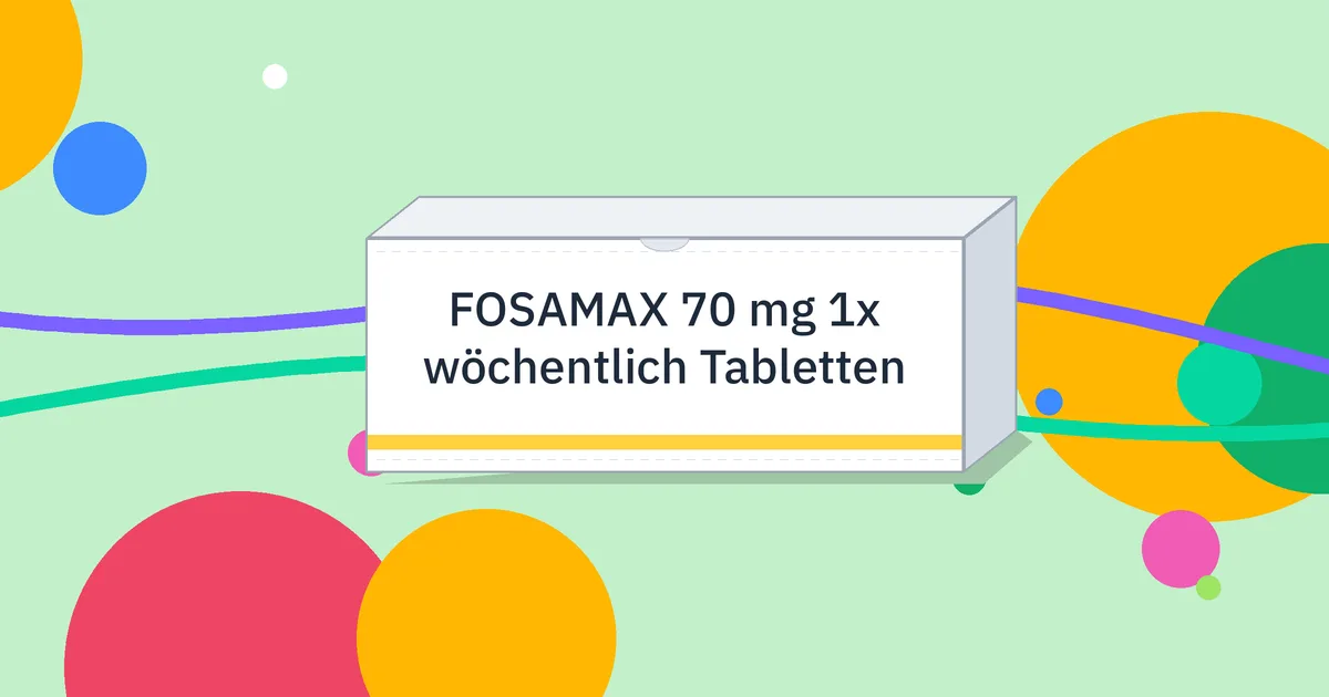 Symbolbild: Packung mit der Aufschrift FOSAMAX 70 mg 1x wöchentlich Tabletten (PZN 16834730) – Verfügbarkeit und Bezug in Apotheken in Frankfurt am Main