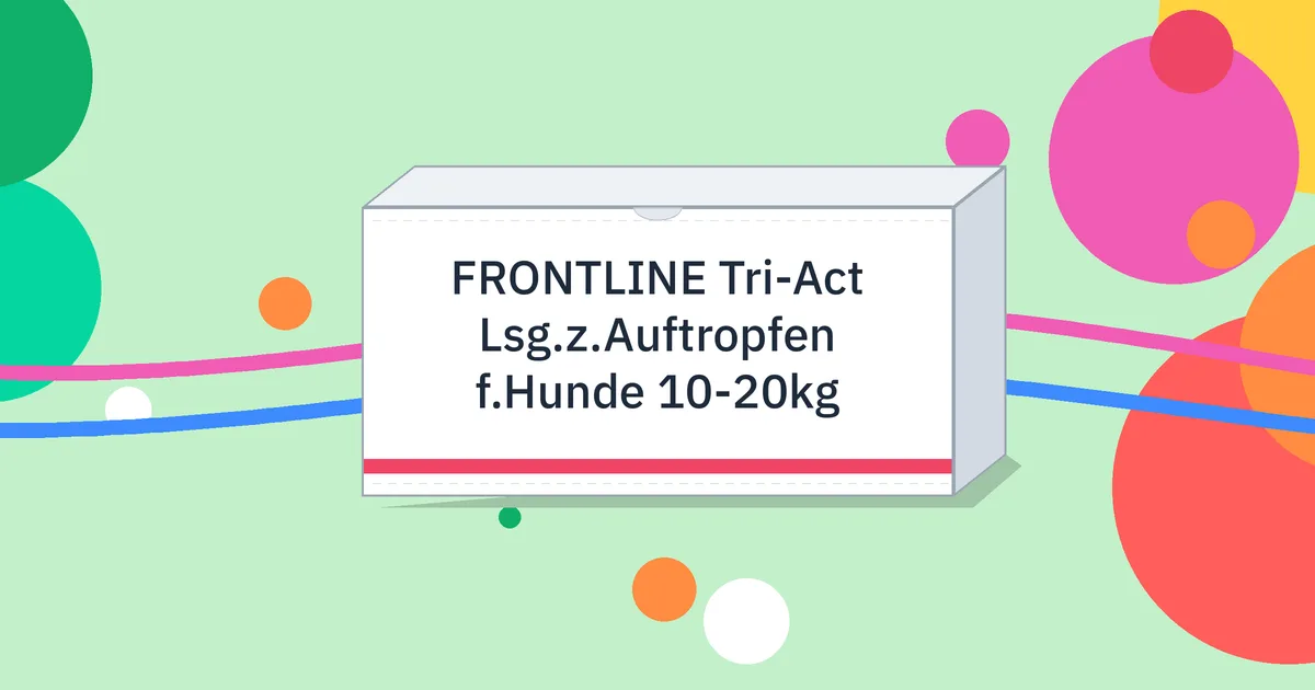Symbolbild: Packung mit der Aufschrift FRONTLINE Tri-Act Lsg.z.Auftropfen f.Hunde 10-20kg (PZN 16359884) – Verfügbarkeit und Bezug in Apotheken in Frankfurt am Main