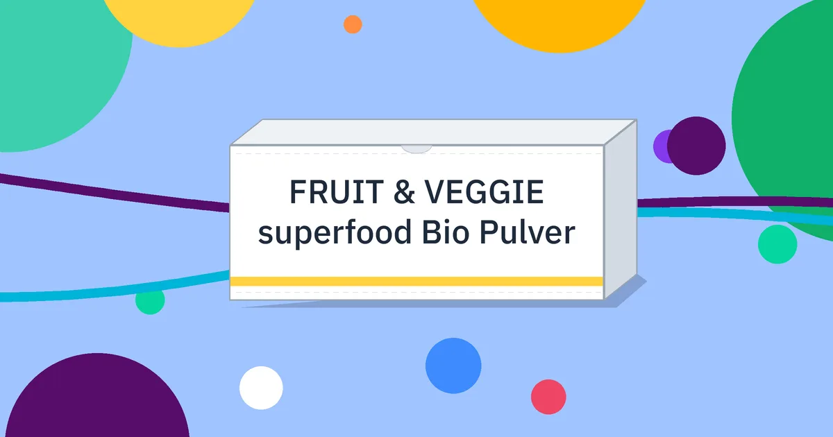 Symbolbild: Packung mit der Aufschrift FRUIT & VEGGIE superfood Bio Pulver (PZN 18412074) – Verfügbarkeit und Bezug in Apotheken in Frankfurt am Main
