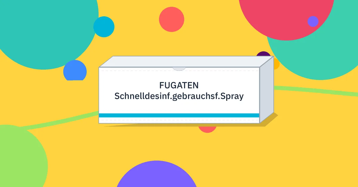 Symbolbild: Packung mit der Aufschrift FUGATEN Schnelldesinf.gebrauchsf.Spray (PZN 19633860) – Verfügbarkeit und Bezug in Apotheken in Frankfurt am Main