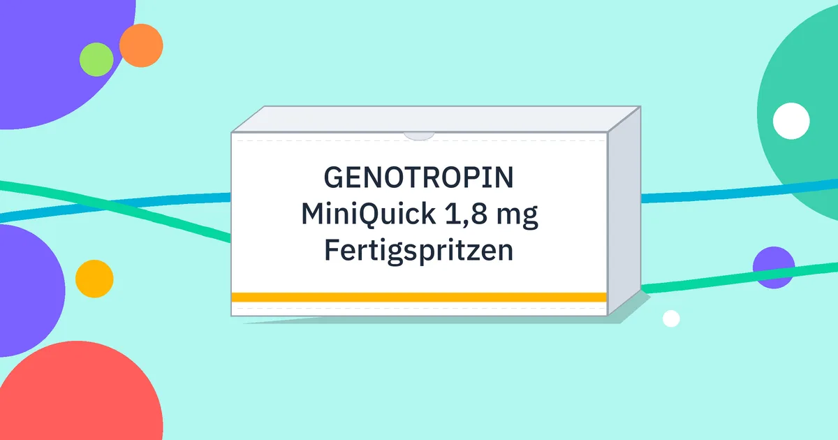 Symbolbild: Packung mit der Aufschrift GENOTROPIN MiniQuick 1,8 mg Fertigspritzen (PZN 08630781) – Verfügbarkeit und Bezug in Apotheken in Frankfurt am Main