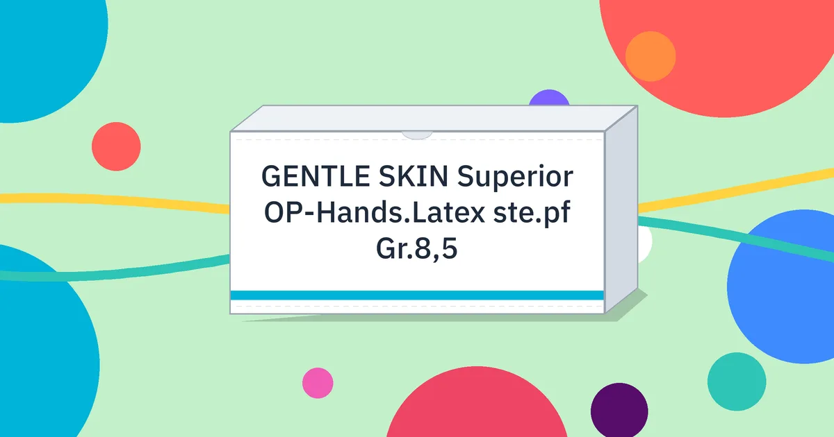 Symbolbild: Packung mit der Aufschrift GENTLE SKIN Superior OP-Hands.Latex ste.pf Gr.8,5 (PZN 18041979) – Verfügbarkeit und Bezug in Apotheken in Frankfurt am Main