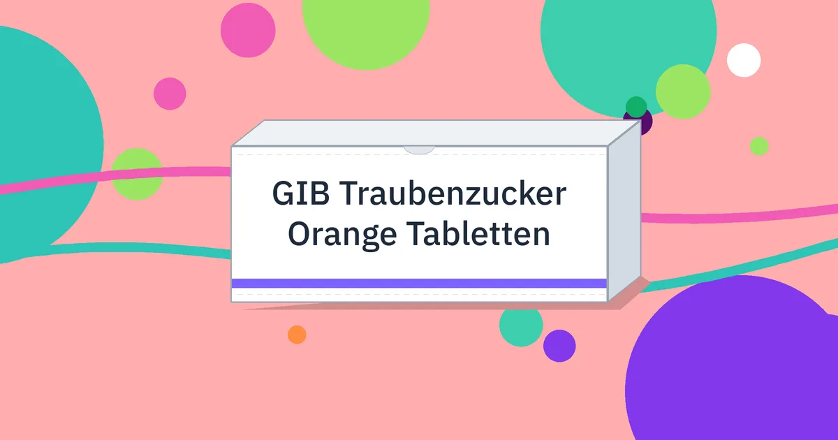 Symbolbild: Packung mit der Aufschrift GIB Traubenzucker Orange Tabletten (PZN 18835797) – Verfügbarkeit und Bezug in Apotheken in Frankfurt am Main