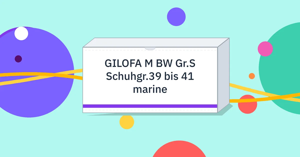 Symbolbild: Packung mit der Aufschrift GILOFA M BW Gr.S Schuhgr.39 bis 41 marine (PZN 16724154) – Verfügbarkeit und Bezug in Apotheken in Frankfurt am Main