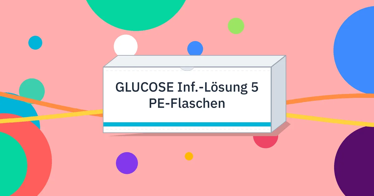 Symbolbild: Packung mit der Aufschrift GLUCOSE Inf.-Lösung 5 PE-Flaschen (PZN 03755354) – Verfügbarkeit und Bezug in Apotheken in Frankfurt am Main