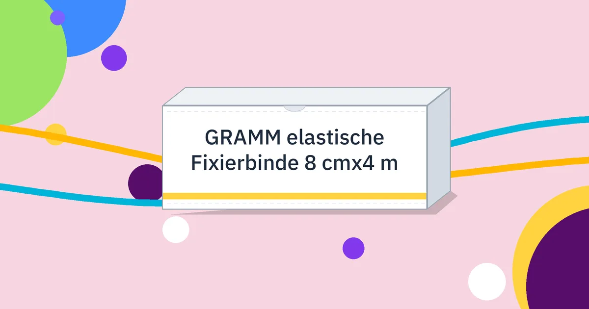 Symbolbild: Packung mit der Aufschrift GRAMM elastische Fixierbinde 8 cmx4 m (PZN 07356734) – Verfügbarkeit und Bezug in Apotheken in Frankfurt am Main