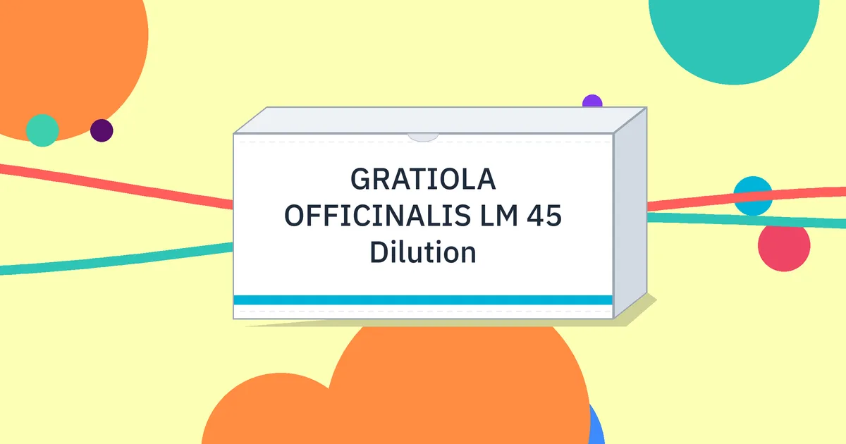 Symbolbild: Packung mit der Aufschrift GRATIOLA OFFICINALIS LM 45 Dilution (PZN 13546781) – Verfügbarkeit und Bezug in Apotheken in Frankfurt am Main