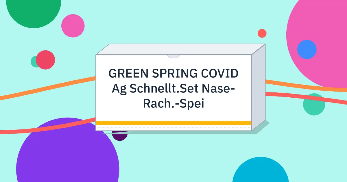 Symbolbild: Packung mit der Aufschrift GREEN SPRING COVID Ag Schnellt.Set Nase-Rach.-Spei (PZN 17929510) – Verfügbarkeit und Bezug in Apotheken in Frankfurt am Main