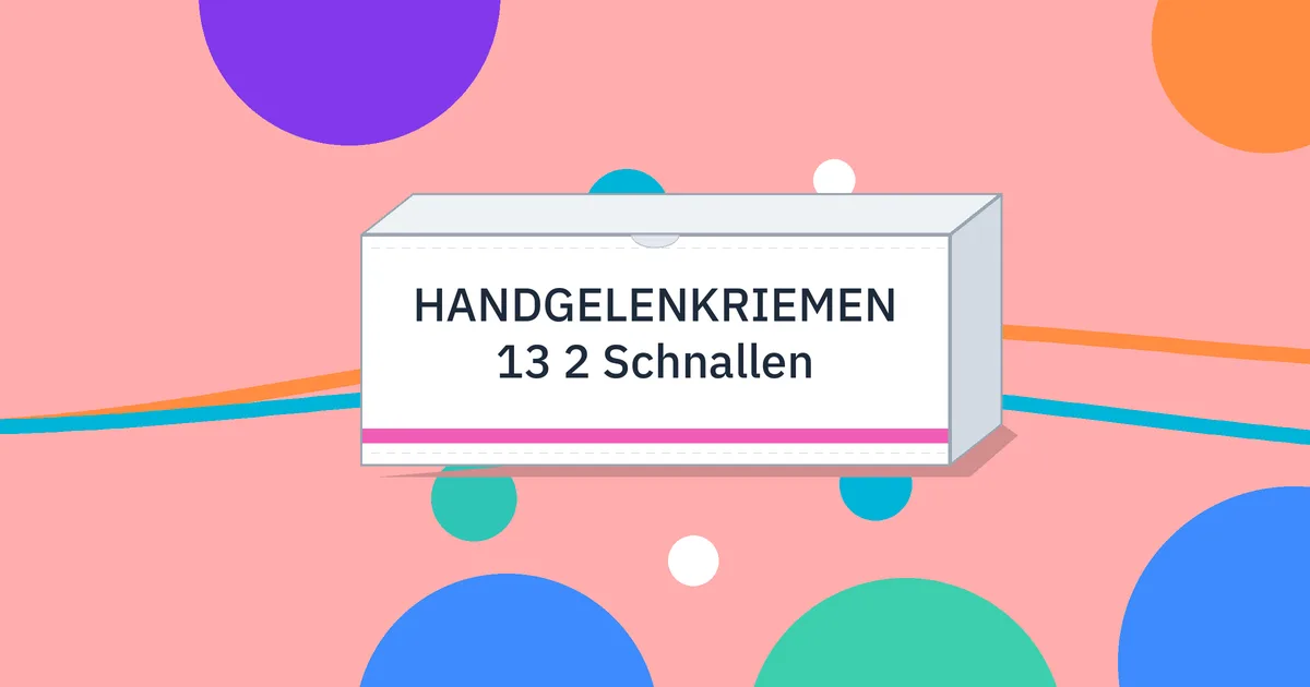 Symbolbild: Packung mit der Aufschrift HANDGELENKRIEMEN 13 2 Schnallen (PZN 02008230) – Verfügbarkeit und Bezug in Apotheken in Frankfurt am Main