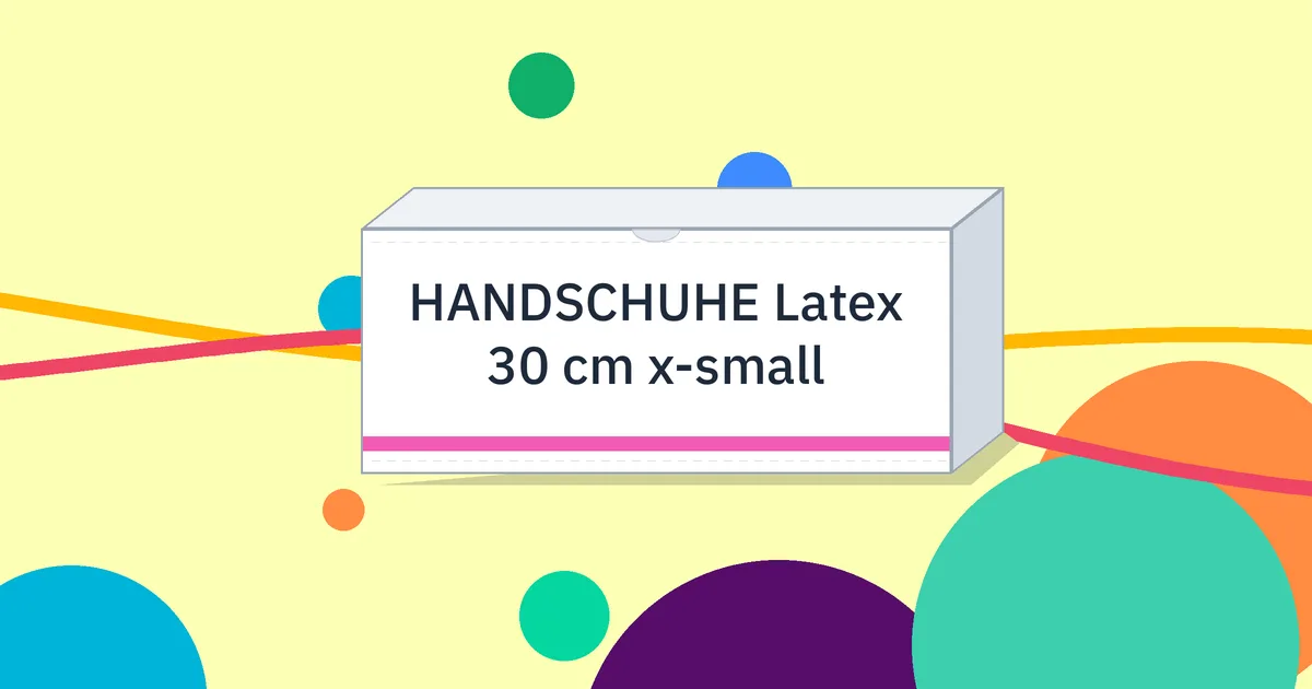 Symbolbild: Packung mit der Aufschrift HANDSCHUHE Latex 30 cm x-small (PZN 09287291) – Verfügbarkeit und Bezug in Apotheken in Frankfurt am Main