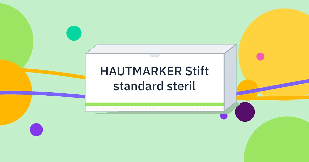 Symbolbild: Packung mit der Aufschrift HAUTMARKER Stift standard steril (PZN 09379573) – Verfügbarkeit und Bezug in Apotheken in Frankfurt am Main