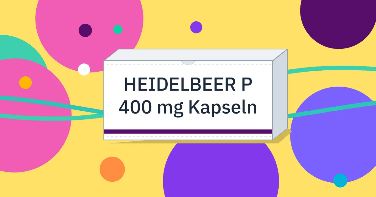 Symbolbild: Packung mit der Aufschrift HEIDELBEER P 400 mg Kapseln (PZN 09786628) – Verfügbarkeit und Bezug in Apotheken in Frankfurt am Main