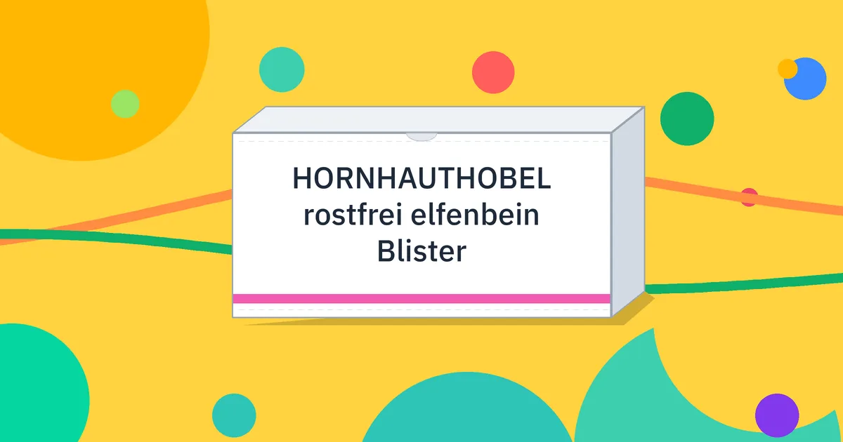 Symbolbild: Packung mit der Aufschrift HORNHAUTHOBEL rostfrei elfenbein Blister (PZN 01605053) – Verfügbarkeit und Bezug in Apotheken in Frankfurt am Main