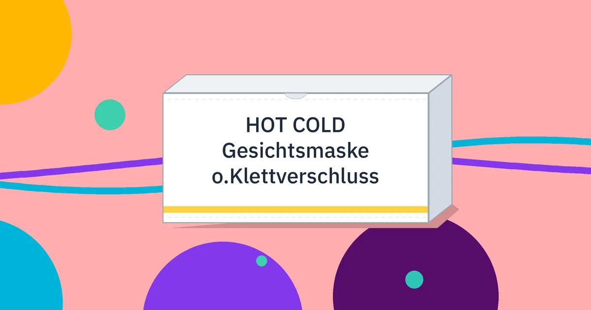 Symbolbild: Packung mit der Aufschrift HOT COLD Gesichtsmaske o.Klettverschluss (PZN 07631181) – Verfügbarkeit und Bezug in Apotheken in Frankfurt am Main