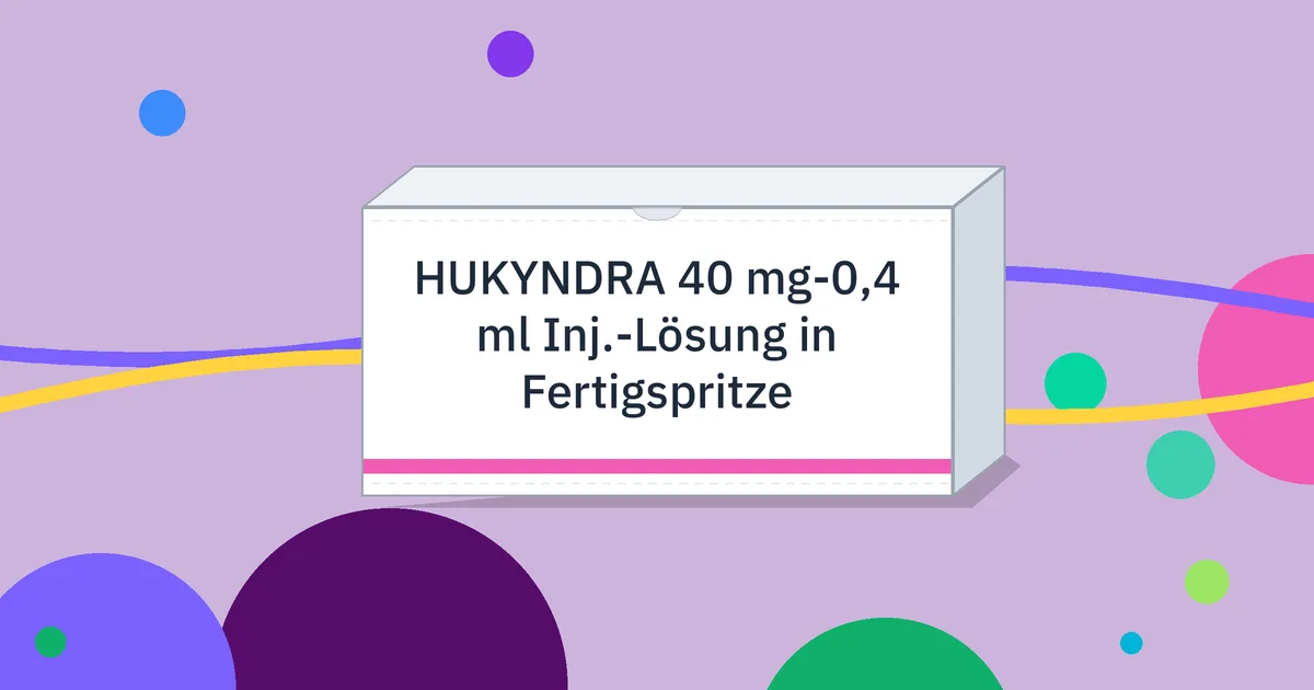 Symbolbild: Packung mit der Aufschrift HUKYNDRA 40 mg-0,4 ml Inj.-Lösung in Fertigspritze (PZN 18810389) – Verfügbarkeit und Bezug in Apotheken in Frankfurt am Main