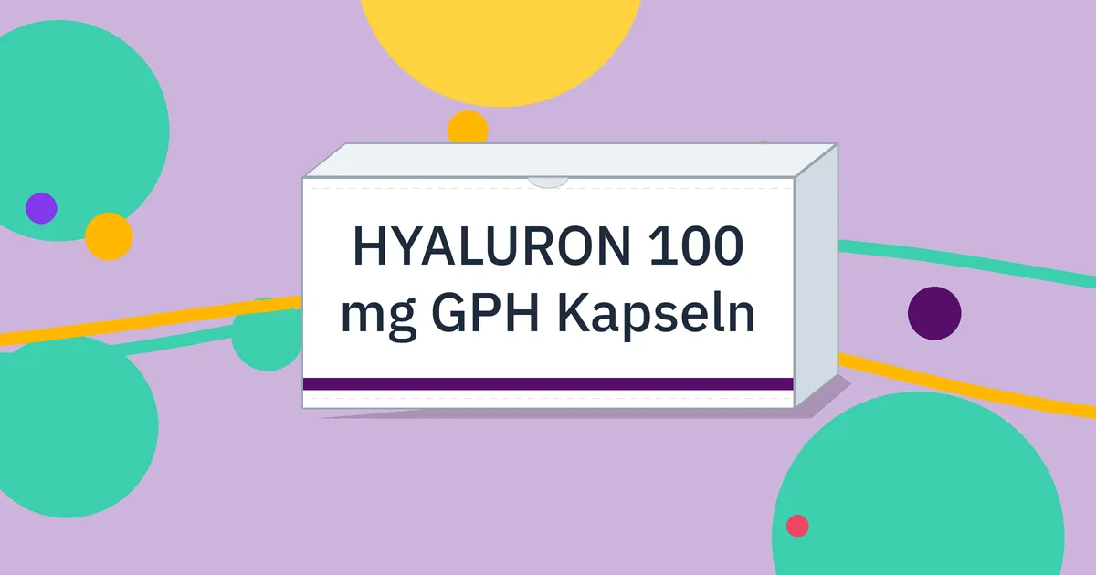 Symbolbild: Packung mit der Aufschrift HYALURON 100 mg GPH Kapseln (PZN 09324023) – Verfügbarkeit und Bezug in Apotheken in Frankfurt am Main