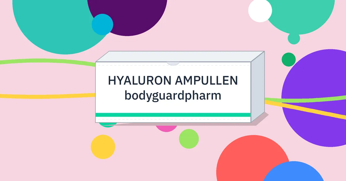Symbolbild: Packung mit der Aufschrift HYALURON AMPULLEN bodyguardpharm (PZN 13878460) – Verfügbarkeit und Bezug in Apotheken in Frankfurt am Main