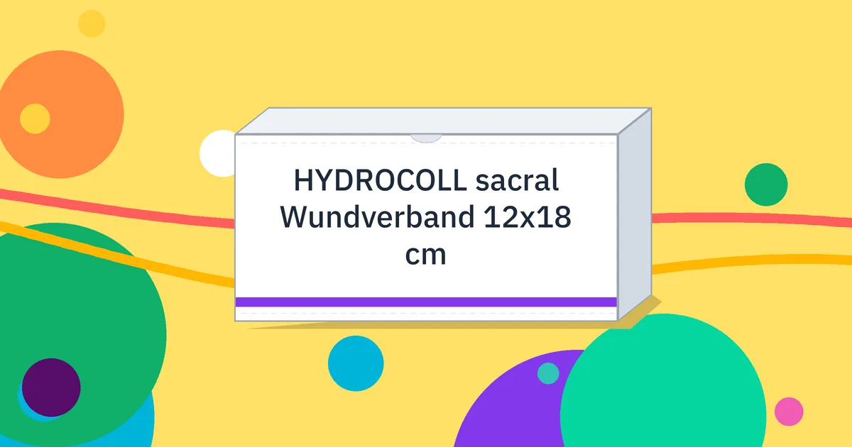 Symbolbild: Packung mit der Aufschrift HYDROCOLL sacral Wundverband 12x18 cm (PZN 11382571) – Verfügbarkeit und Bezug in Apotheken in Frankfurt am Main