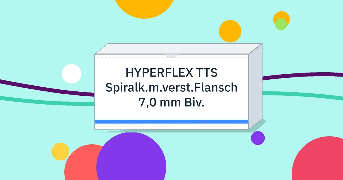Symbolbild: Packung mit der Aufschrift HYPERFLEX TTS Spiralk.m.verst.Flansch 7,0 mm Biv. (PZN 02253320) – Verfügbarkeit und Bezug in Apotheken in Frankfurt am Main