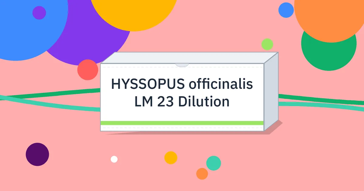 Symbolbild: Packung mit der Aufschrift HYSSOPUS officinalis LM 23 Dilution (PZN 13558287) – Verfügbarkeit und Bezug in Apotheken in Frankfurt am Main
