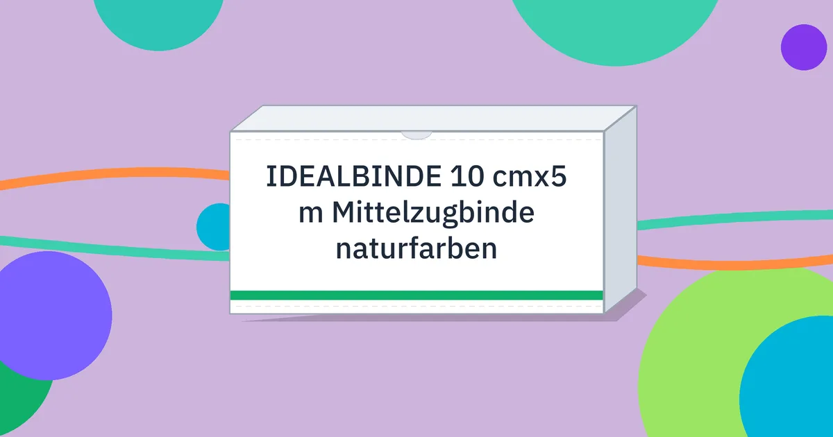 Symbolbild: Packung mit der Aufschrift IDEALBINDE 10 cmx5 m Mittelzugbinde naturfarben (PZN 12775404) – Verfügbarkeit und Bezug in Apotheken in Frankfurt am Main