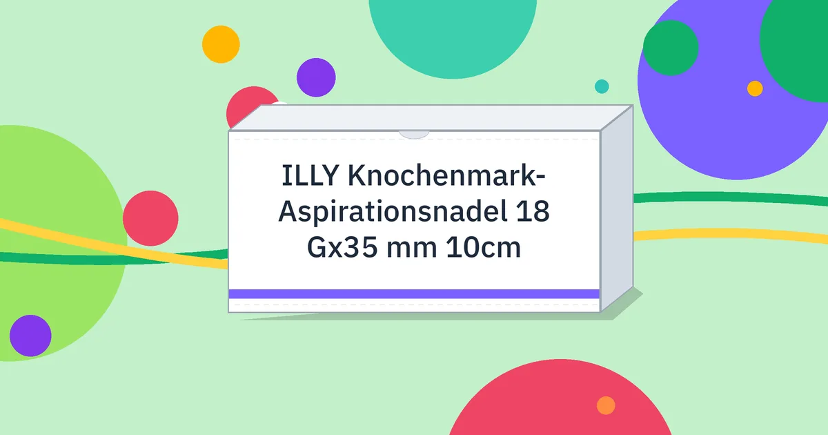 Symbolbild: Packung mit der Aufschrift ILLY Knochenmark-Aspirationsnadel 18 Gx35 mm 10cm (PZN 16362627) – Verfügbarkeit und Bezug in Apotheken in Frankfurt am Main