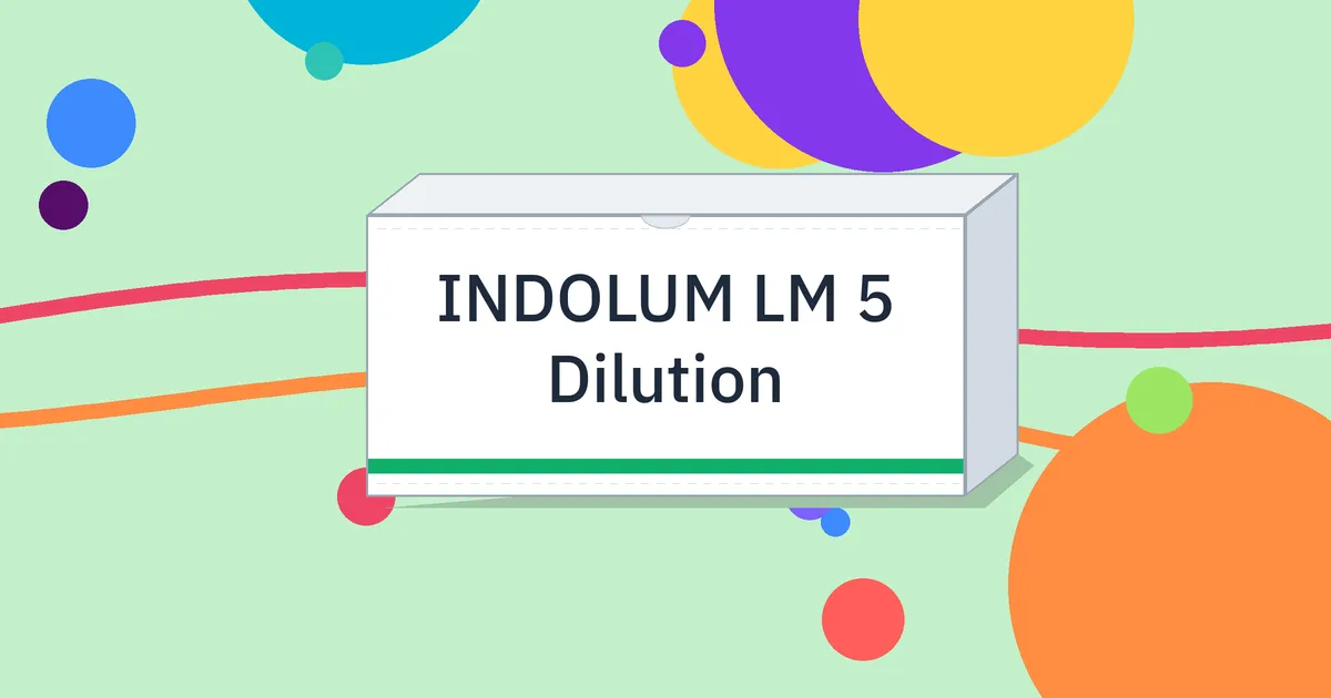 Symbolbild: Packung mit der Aufschrift INDOLUM LM 5 Dilution (PZN 13559921) – Verfügbarkeit und Bezug in Apotheken in Frankfurt am Main