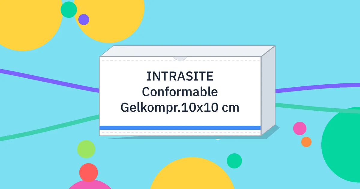 Symbolbild: Packung mit der Aufschrift INTRASITE Conformable Gelkompr.10x10 cm (PZN 19835888) – Verfügbarkeit und Bezug in Apotheken in Frankfurt am Main